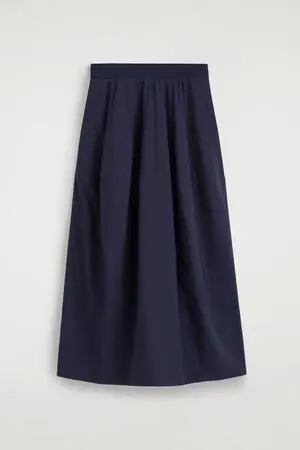 Cos Sculpted Nylon Midi Skirt - Navy