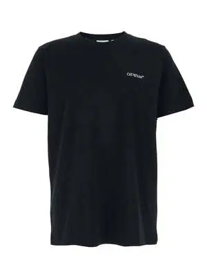 Off-White T-shirt With Logo On Front And Back In Cotton For - Black