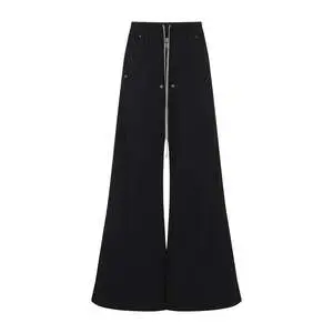 Rick Owens Geth Belas Flared Cotton Pants - Black