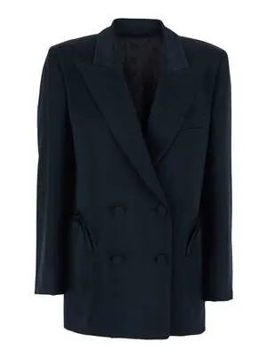 BLAZÉ MILANO Zenith' Blue Double-breasted Jacket With Peak Revers In Viscose Blend For - Multicolor