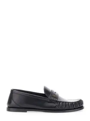Saint Laurent Laurent" Loafers With Cassandre Plate In Black Leather