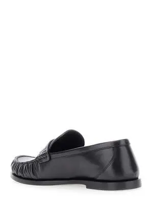 Saint Laurent Laurent" Loafers With Cassandre Plate In Black Leather