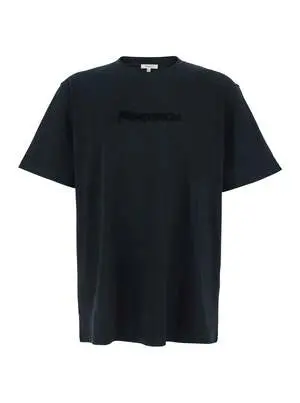 JW Anderson Black Crewneck T-shirt With Logo Lettering Embroidery On The Front In Cotton - Multicolor