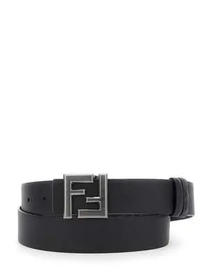 Fendi Ff Buckle Reversible Belt - Black