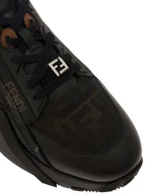 Fendi Flow" Low Top Sneakers With Ff Fabric Detail - Black