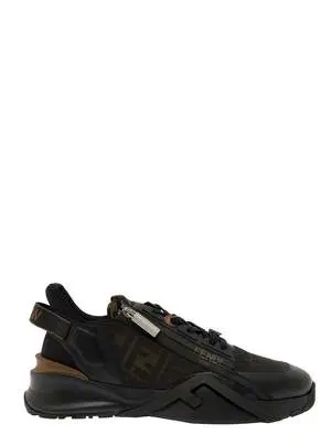 Fendi Flow" Low Top Sneakers With Ff Fabric Detail - Black