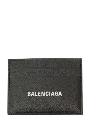 Balenciaga Cardholder With Contrasting Logo Lettering In Black Leather - Multicolor
