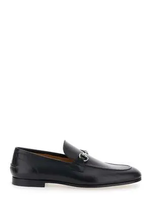Gucci Jordan Leather Loafers With Silver Horsebit Detail - Black