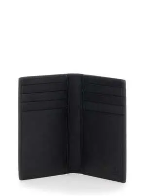 Gucci Bi-fold Wallet With Vertical Design In Grained Gg Leather Black