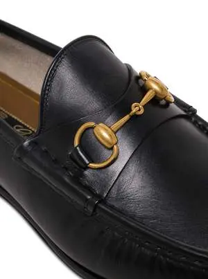 Gucci Black Leather Loafers With Clamp Detail