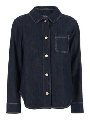 Max Mara Denim Shirt With Classic Collar - Multicolor