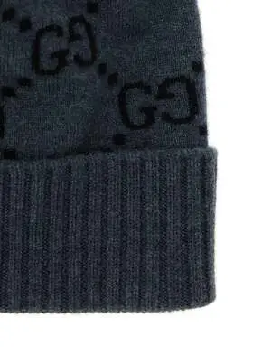 Gucci Hat 'gg Jacquard' With Brim And Cashmere Cuff