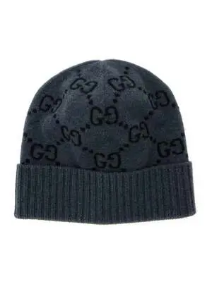 Gucci Gg Jacquard Cashmere Hat - Gray