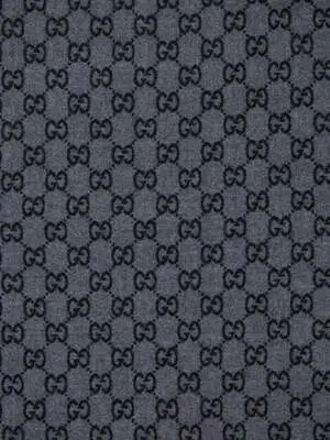 Gucci Scarf With Gg Motif In Gray Jacquard Wool For