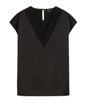 Max Mara Staffa Lace Trim Satin Top