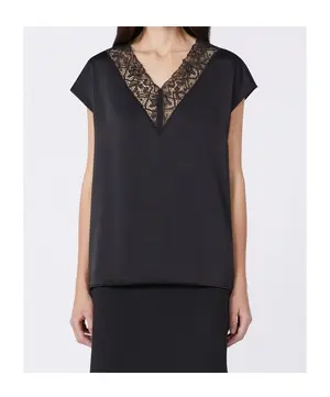 Max Mara Staffa Lace Trim Satin Top