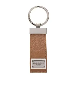 Dolce & Gabbana Dolce Gabbana Logo Plaque Keyring - Brown