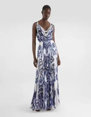 Dolce & Gabbana Majolica-print Chiffon Dress - Blue