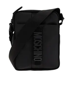 Moschino Plaque Shoulder Bag - Black