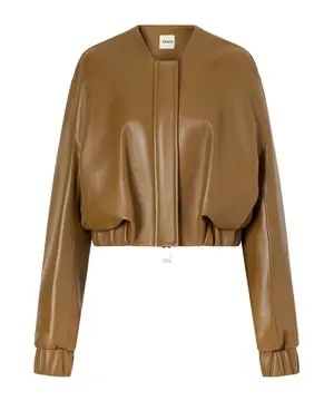 Khaite Short Leather Jacket - Brown