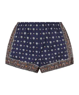 DÔEN Printed Cotton Shorts - Blue