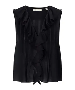 DÔEN Ruffled Embroidered Organic Cotton Top