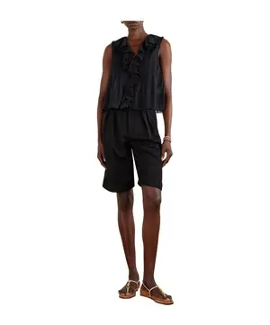 DÔEN Ruffled Embroidered Organic Cotton Top