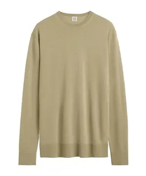 TOTEME Round Neck Long Sleeve Sweater - Nude