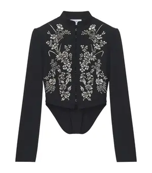 Alexander McQueen Wool Embroidered Floral Cropped Jacket