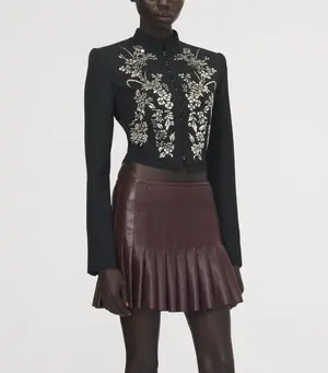 Alexander McQueen Wool Embroidered Floral Cropped Jacket