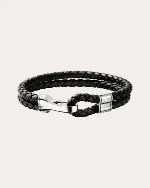 John Hardy Leather Double Hook Clasp Bracelet - Black