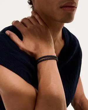 John Hardy Leather Double Hook Clasp Bracelet