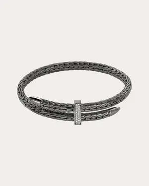 John Hardy Diamond Blackened Spear Pavé Flex Cuff - Black
