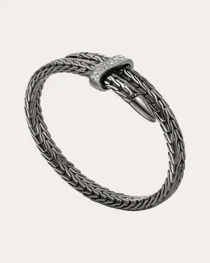 John Hardy Diamond Blackened Spear Pavé Flex Cuff