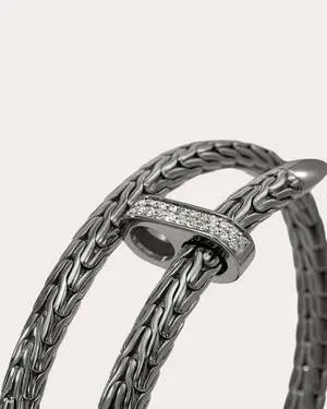 John Hardy Diamond Blackened Spear Pavé Flex Cuff