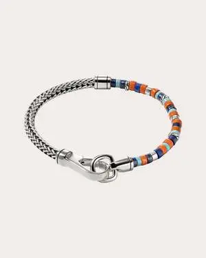John Hardy Lapis Lazuli & Turquoise Heishi Chain Bracelet - Silver