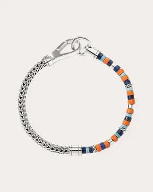 John Hardy Lapis Lazuli & Turquoise Heishi Chain Bracelet