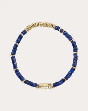 John Hardy Lapis Lazuli & 14k Gold Heishi Bracelet