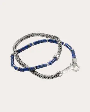 John Hardy Lapis Lazuli Heishi Chain Wrap Bracelet
