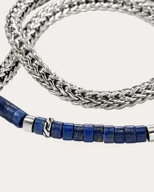 John Hardy Lapis Lazuli Heishi Chain Wrap Bracelet