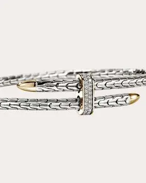 John Hardy Diamond Two-tone Spear Flex Cuff