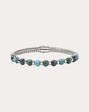 John Hardy Turquoise & Malachite Beaded Bracelet - Silver