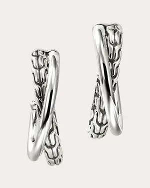 John Hardy Jh Essential Crossover Hoop Earrings - Silver