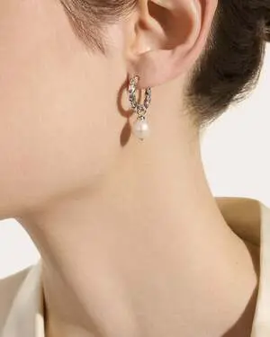 John Hardy Cultured Pearl Jh Essential Hoop Earrings In Sterling