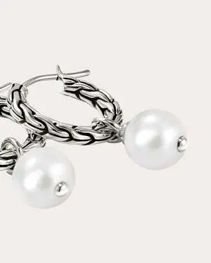 John Hardy Cultured Pearl Jh Essential Hoop Earrings In Sterling