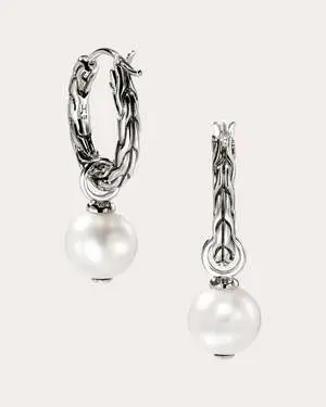 John Hardy Cultured Pearl Jh Essential Hoop Earrings In Sterling
