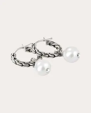 John Hardy Cultured Pearl Jh Essential Hoop Earrings In Sterling