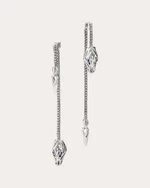 John Hardy Blue Sapphire Naga Drop Earrings - Silver