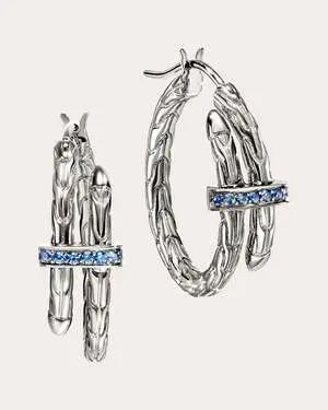 John Hardy Sapphire Spear Hoop Earrings - Blue
