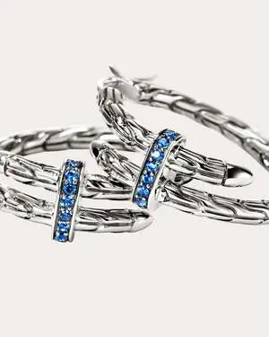 John Hardy Sapphire Spear Hoop Earrings